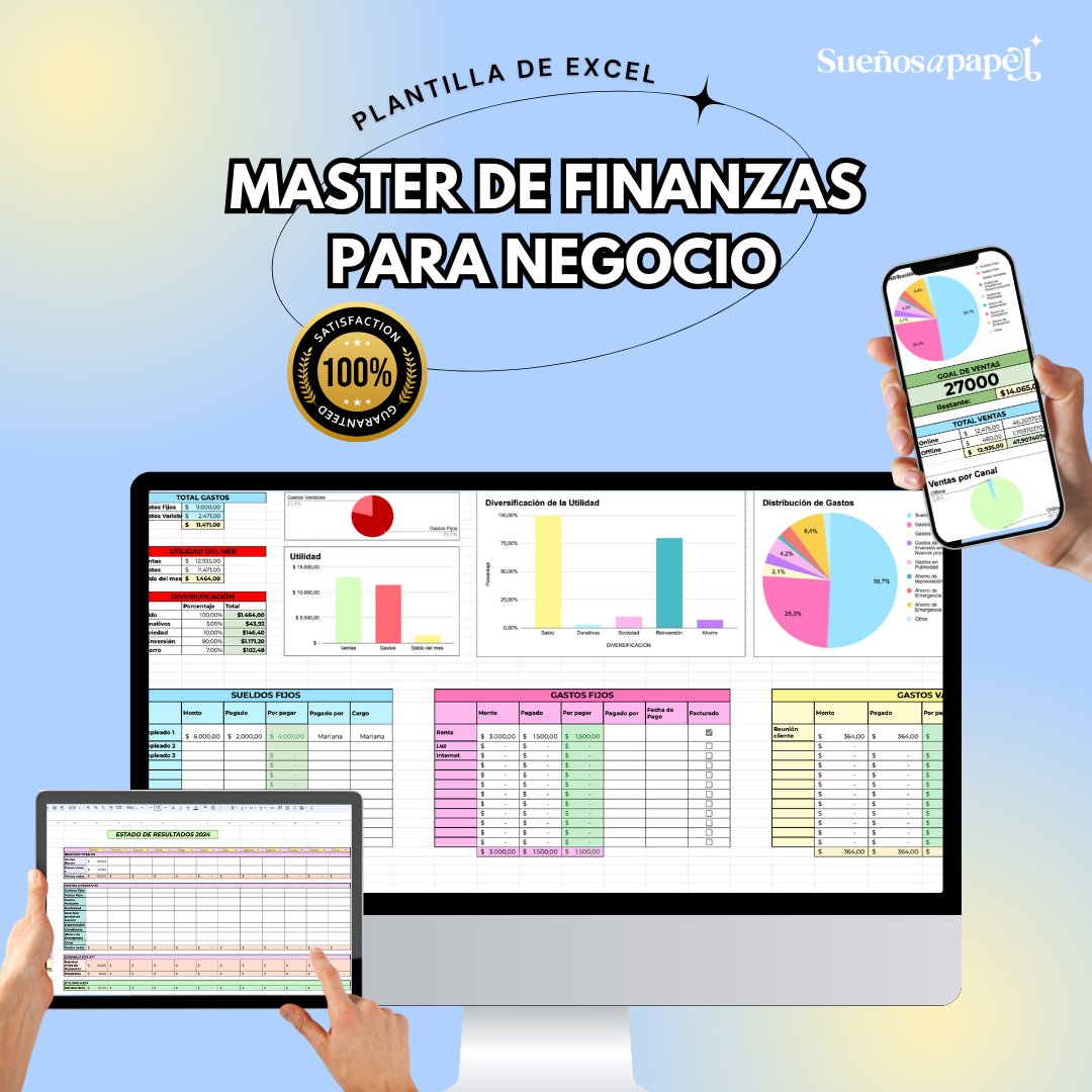 Plantilla Master de Finanzas para Negocios - Excel – Sueños a Papel